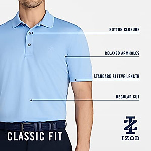 IZOD Men's Performance Golf Grid Polo, White, X-Large