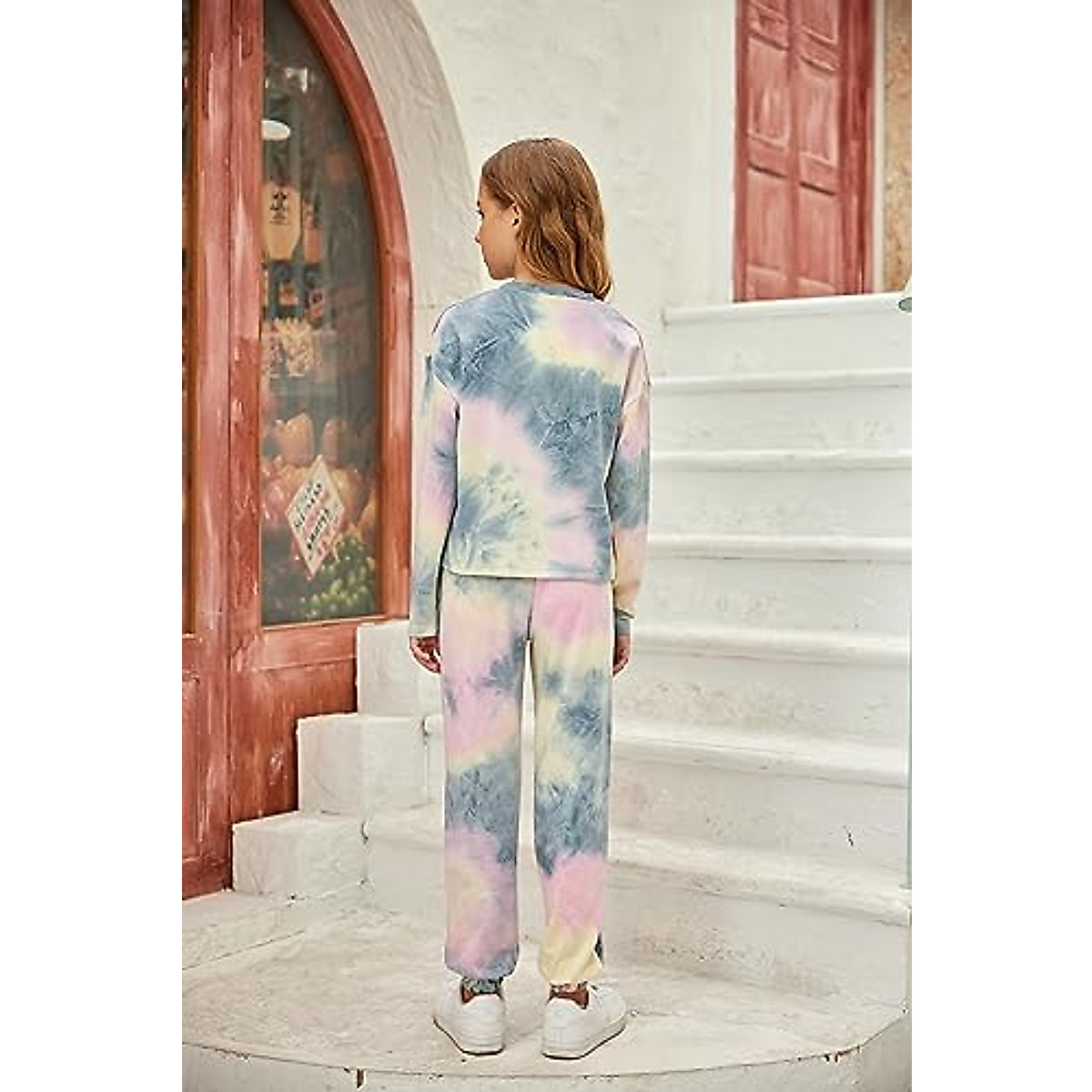 Arshiner Girls Tie Dye Tracksuits Set Kids Outfits Sweatsuits Set Cute Pullover Hoodies Sweatshirts and Sweatpants Outfit
