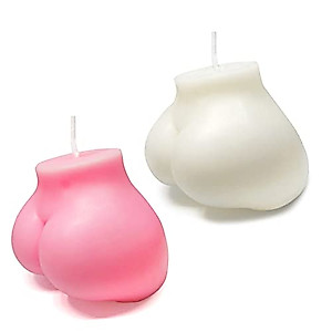2PCS Soy Wax Cute Body Candle Decorative Cool Shaped Candles White Pink Butt Candle for Home Scented Trendy Room Desk Wall Floating Shelf Aesthetic Decor Candle Modern Candle