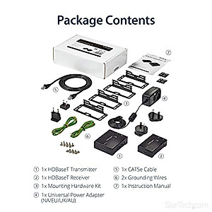 StarTech.com HDMI over CAT5e / CAT6 Ethernet Extender w/ HDBaseT, 4K@115ft, 1080p@230ft, HDMI Video Transmitter/Receiver Kit, TAA