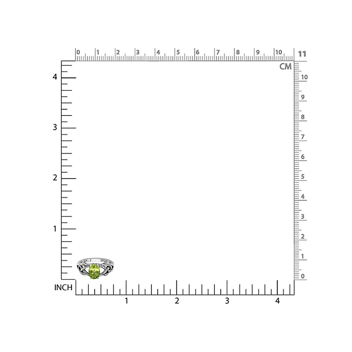 Silvershake 1.32ct. 8X6mm Natural Oval Shape Peridot 925 Sterling Silver Celtic Knot Solitaire Ring Size 10