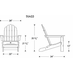 Trex Outdoor Furniture by Polywood TXA53CB Cape Cod Folding Adirondack Chair, Charcoal Black