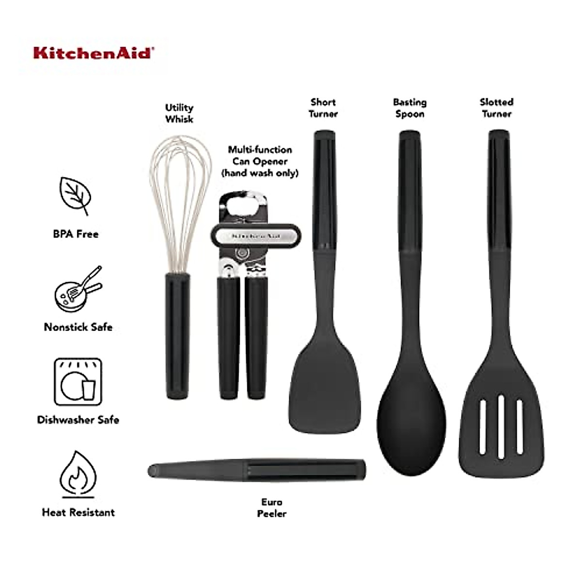 KitchenAid Universal Tool and Gadget Set, 6 Piece, Black