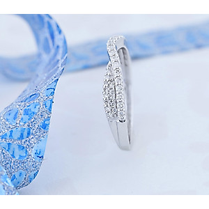 Dazzlingrock Collection 0.32 Cttw Round White Diamond Contour Wedding Band for Her in 14K Solid White Gold, Size 5.5