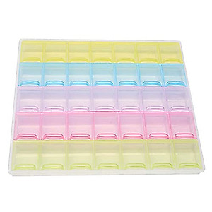 1 Pack Diamond Painting Container 35 Grids Diamond Painting Storage Box Plastic Rectangle Bead Storage Containers Jewelry Organizer Storage Container Nail Art Storage Case, Multicolor