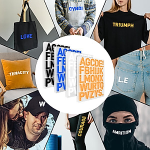 24 Sheets 624 pcs Iron on Letters, Heat Transfer Iron-On Letters for Clothing, T-Shirts and Their Fabrics Printing DIY Craft, Includes Gold, Blue, Black, White