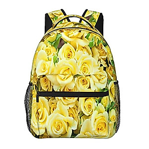 DAHALLAR Backpack Yellow Rose Flower Bookbags Highschool College Laptop Bag Casual Travel Daypack Hiking Camping
