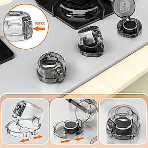 Stove Knob Covers for Child Safety, WeGuard 5 Pack Baby Proof Oven Door Lock & Clear Gas Stove Knob Covers for Kids Toddler, Baby Safety Kit No Tools Need or Drill