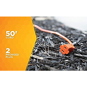 Woods Light Duty Extension Cord, 50Ft, 16 Gauge, General Purpose Cord, SJTW, Orange, 0723