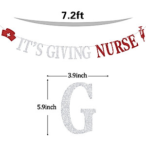 Red Glitter It's Giving Nurse Banner, Nurses Call the Shots/Nursing School Survivor, 2025 Nurse Graduation Party Decorations Supplies