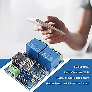 Dual Channel WiFi Relay, ESP8266 Dual Channel WiFi Relay Board On Board ESP 01 Smart Home Phone APP Remote Switch Module 59 * 40mm, Keypads & Remotes