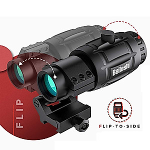 Beileshi 4X Optics Red Dot Sight Magnifier with Flip to Side Mount