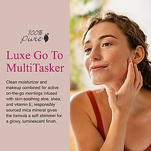 100% PURE BB Cream Shade 20 Aglow Full Face Coverage Skin Care & Glow - All-In-One Primer Concealer & Foundation Makeup - Shimmery, Dewy Youth Medium Color w/Warm Undertone - Vegan - 1 Fl Oz