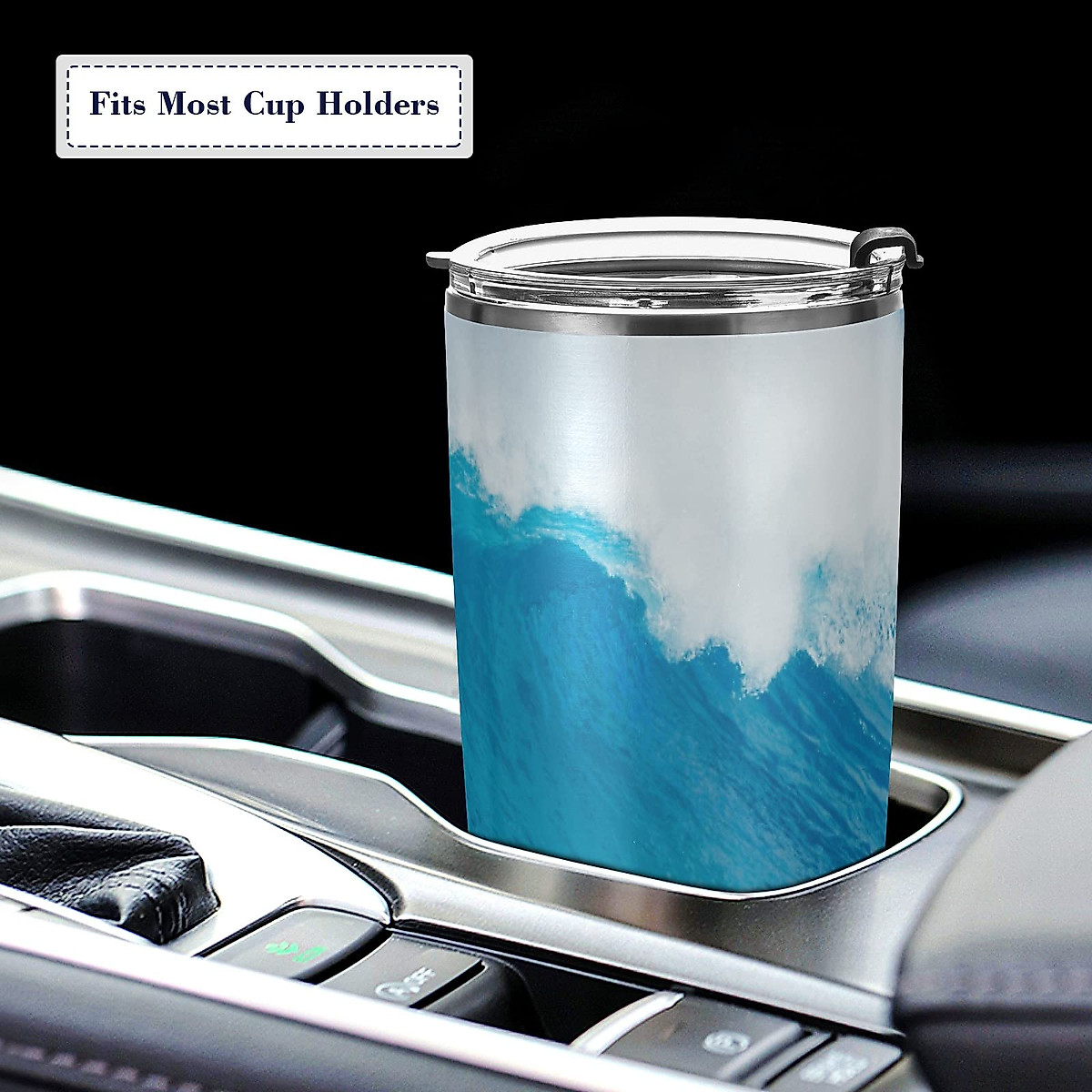 Yasala Tumbler Summer Blue Ocean Wave Insulated Office Coffee Cup Back to School Beverage Container Travel Mug with Straw and Lid Double Wall Stainless Steel 20oz