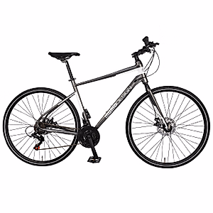 MOMODESIGN Hybrid Bike Shimano 21 speeds with Disc Brake, 700C Anti-Puncture Wheels