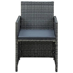 REWIS Conversation Sets Patio,Patio Furniture Set,Outdoor Wicker Furniture, 4 Piece Patio with Cushions Set Poly Rattan Gray