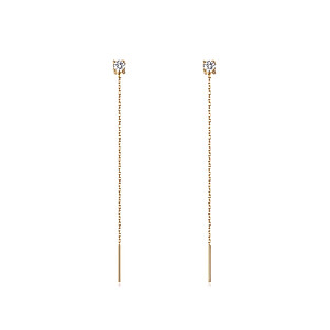 S.Leaf Cz Threader Earrings Sterling Silver Thread Earrings for Women 6cm