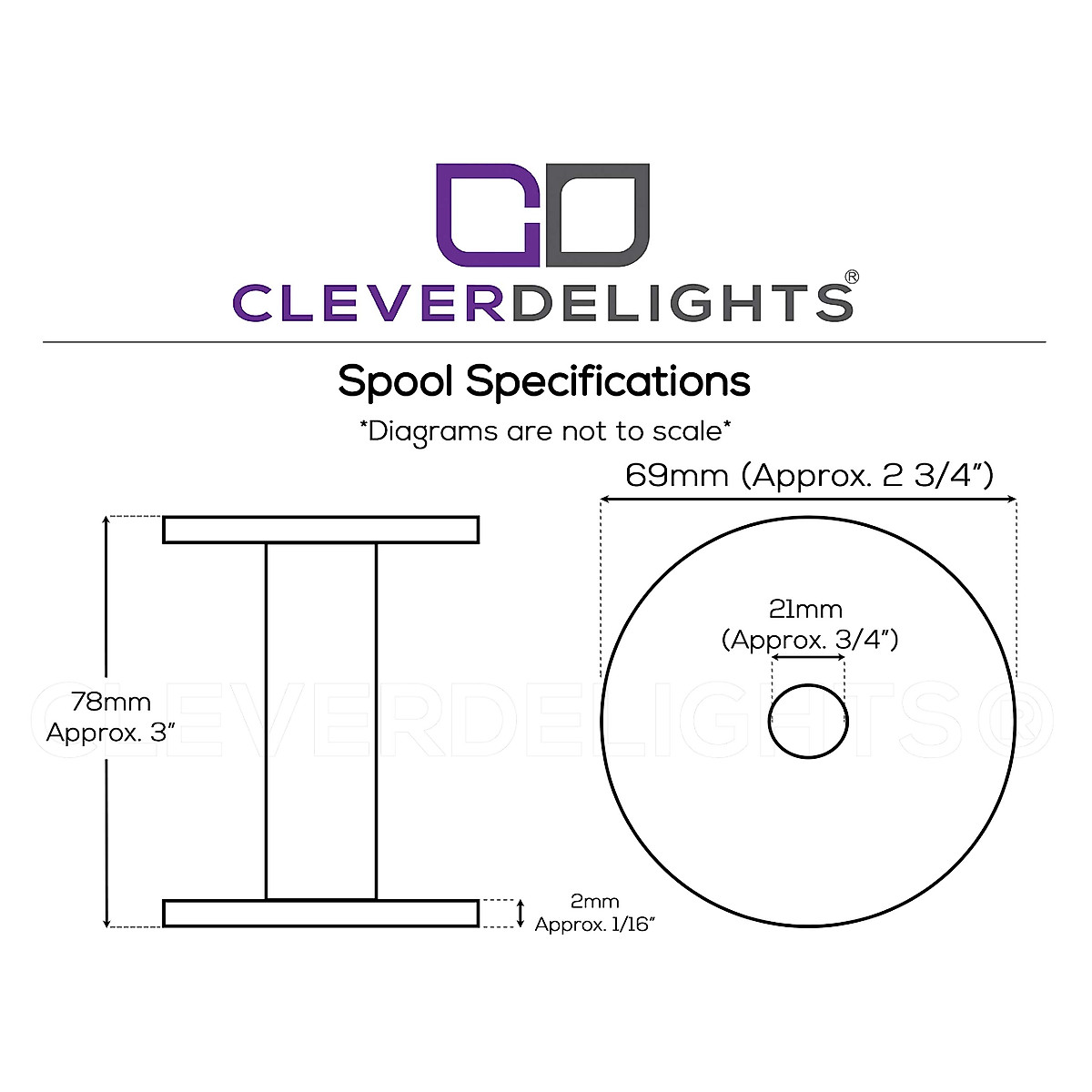 3 Pack - CleverDelights 3" White Plastic Spools - Empty Spools - Crafts Thread Cord Wire Rope Roll