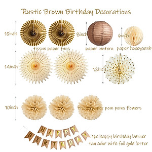 Brown Party Decorations Cream Tan Brown Rustic Natural Birthday Decorations Paper Fans Tissue Paper Pom Poms Rustic Wedding Baby Shower Birthday Party Decoration
