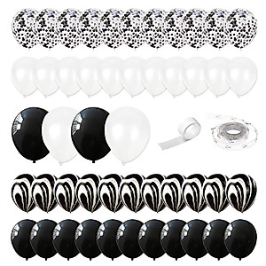 Elecrainbow 120 Pieces White & Black Balloon Arch Garland Kit for Birthday, Graduation, Anniversary, 100 Dots and Balloon Strip Included