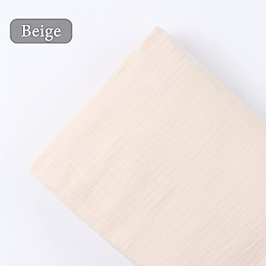 Wrinkle Gauze Cotton Material Quilting Sewing Craft Fabric Table Runners Decor Cloth for Party, Wedding Cheesecloth Kitchen Cooking (1 Yard, Beige)