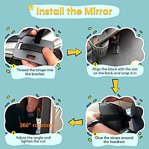 Baby Car Mirror for Rear-Facing Seat - Shatterproof & No-Shake Design,Wide-Angle View,Easy Install 360° Adjustable,Infant and Toddler Travel Essential,by AMTIFO
