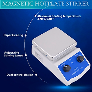 Magnetic Stirrer Hot Plate Mixer 1000ml Stirring Capacity Magnetic Hotplate Stirrer SH-2 Magnetic Stirrer Lab Hotplate Magnetic Stirrer Heater Max 520°F 100-2000 RPM