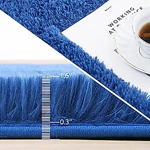 Kelarea Super Soft Shaggy Rug Fluffy Bedroom Carpets, 3x5 Feet Navy Blue, Modern Indoor Fuzzy Plush Area Rugs for Living Room Dorm Home Decorative Kids Girls Children's Floor Rugs