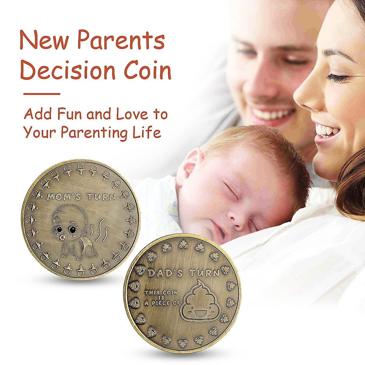 New Parent Decision Coin for Mom Dad Baby Pregnancy Gifts for First Time Mommy Daddy New Parents Gifts for Couples Double Sided Funny Decision Making Coin Christmas Birthday Present