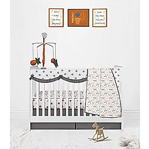 Bacati Basketball Orange/Grey Muslin Quilted Changing Pad Cover