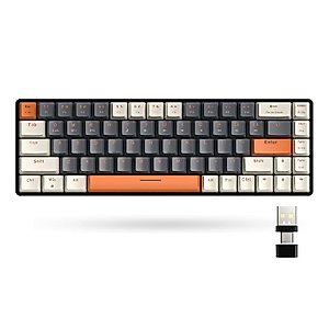 MAGIC-REFINER 60% Wireless Mechanical Keyboard, Bluetooth 5.0/2.4GHz with Dual Mode 2-in-1 Receiver, Compact 68-Key Hot Swappable Ergonomic Gaming Keyboard, Clicky Blue Switch for PC Mac Smartphone