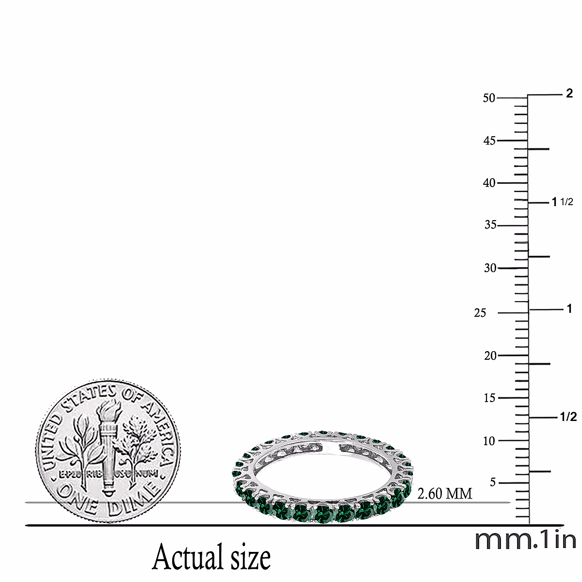 Dazzlingrock Collection Round Lab Created Emerald Women Full Eternity Wedding Stackable Ring Band | 14K White Gold, Size 6