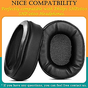 TaiZiChangQin SHP 2600 Upgrade Ear Pads Memory Foam Cushion Replacement Compatible with Philips SHP2600 SHP-2600 Headphone ( Protein Leather Earpads )