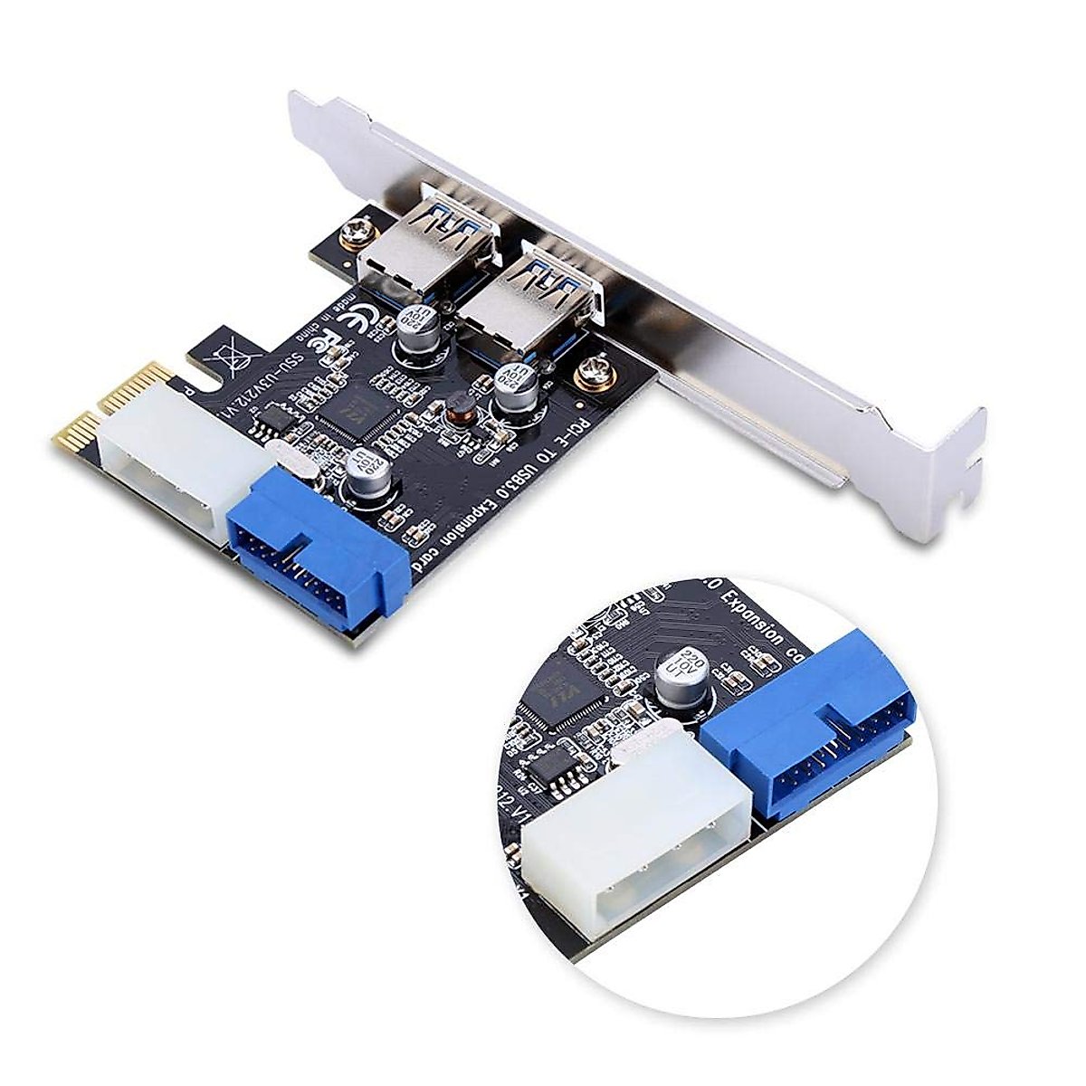 PCI-E to 2 USB 3.0 Hub Port PCI Expansion Card Adapter with Front 20-PIN Interface