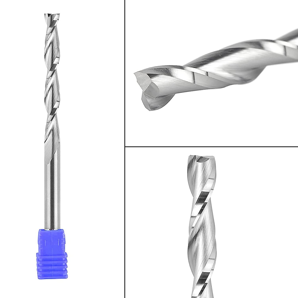 Sinoprotools Spiral Router Bits Up-Cut 1/4" Shank, 1/4" Dia, 2" Cutting Height, 4 Inch Extra Long CNC Router Bit, Solid Carbide CNC Bits End Mill, for Wood Cut, Carving