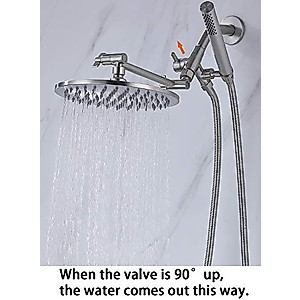 G-Promise All Metal Dual Shower Head Combo | 8" Rainfall Shower Head, Handheld Shower Wand | Smooth 3-way Diverter | with Adjustable Extender - An Upgrade of Shower Experience(Brushed Nickel)