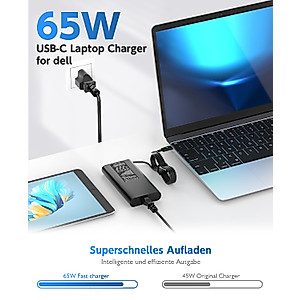 65W 45W USB C Laptop Charger for Dell Latitude 7420 5420 5520 5430 5440 7440 5450 5530 7330 7430 5540 5320 7320 9430 3450 3550 7410 2in1, XPS 13, Chromebook 3100 Computer Type C AC Adapter