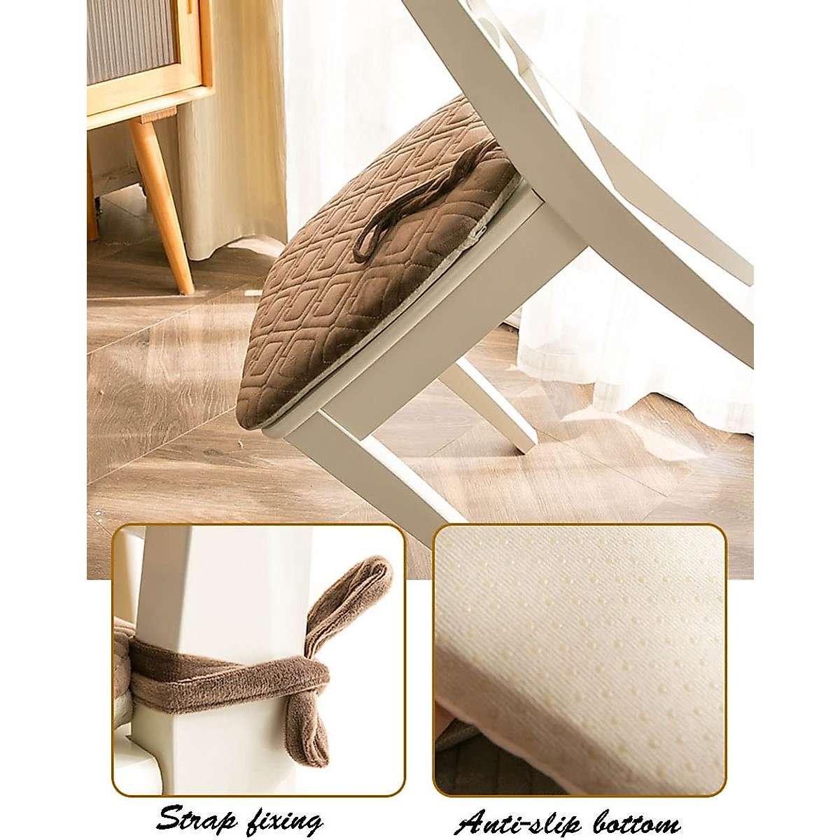 Set Of 1/2/4 Plush Chair Cushions, Thickened Dining Chair Cushion, Horseshoe-shaped Seat Cushion, Removable And Washable Dining Room Chair Pad With Ties/non-slip ( Color : Dark green , Size : 43x40cm(