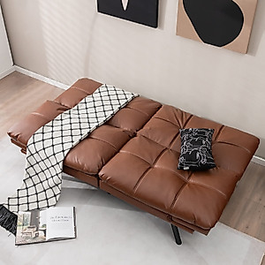 Giantex Futon Sofa Bed, Convertible Memory Foam Futon Couch Sleeper with Adjustable Backrest and Armrests, Modern Loveseat for Compact Living Spaces, Small Apartments Home Office (Brown)