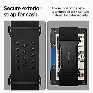 Spigen RFID Blocking Metal Wallet S Slim Minimalist Credit Card Holder for Men and Women with Cash Strap - Black