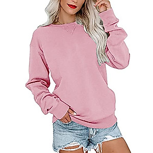 Orchidays Womens Casual Crewneck Sweatshirts Long Sleeve Cute Tunic Tops Loose Fitting Pullovers (Pink,XX-Large,Adult,Female,US,Alpha,XX-Large,Regular,Regular)