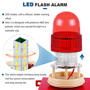 Saladulce Wireless Industrial Siren Alarm 0.311 Mile Outdoor Siren Strobe 120dB Remote Control Sound and Light Alarm IP65 Waterproof Emergency Strobe Warning Light (110V Without Plug)
