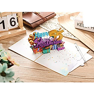 Liif Happy 55th Birthday 3D Greeting Pop Up Card, 55th Birthday Card For Women, Men, Mom, Dad - Balloon, Champagne, Funny, 55 Years Old, Celebration | With Message Note & Envelop | Size 8 X 6 Inch