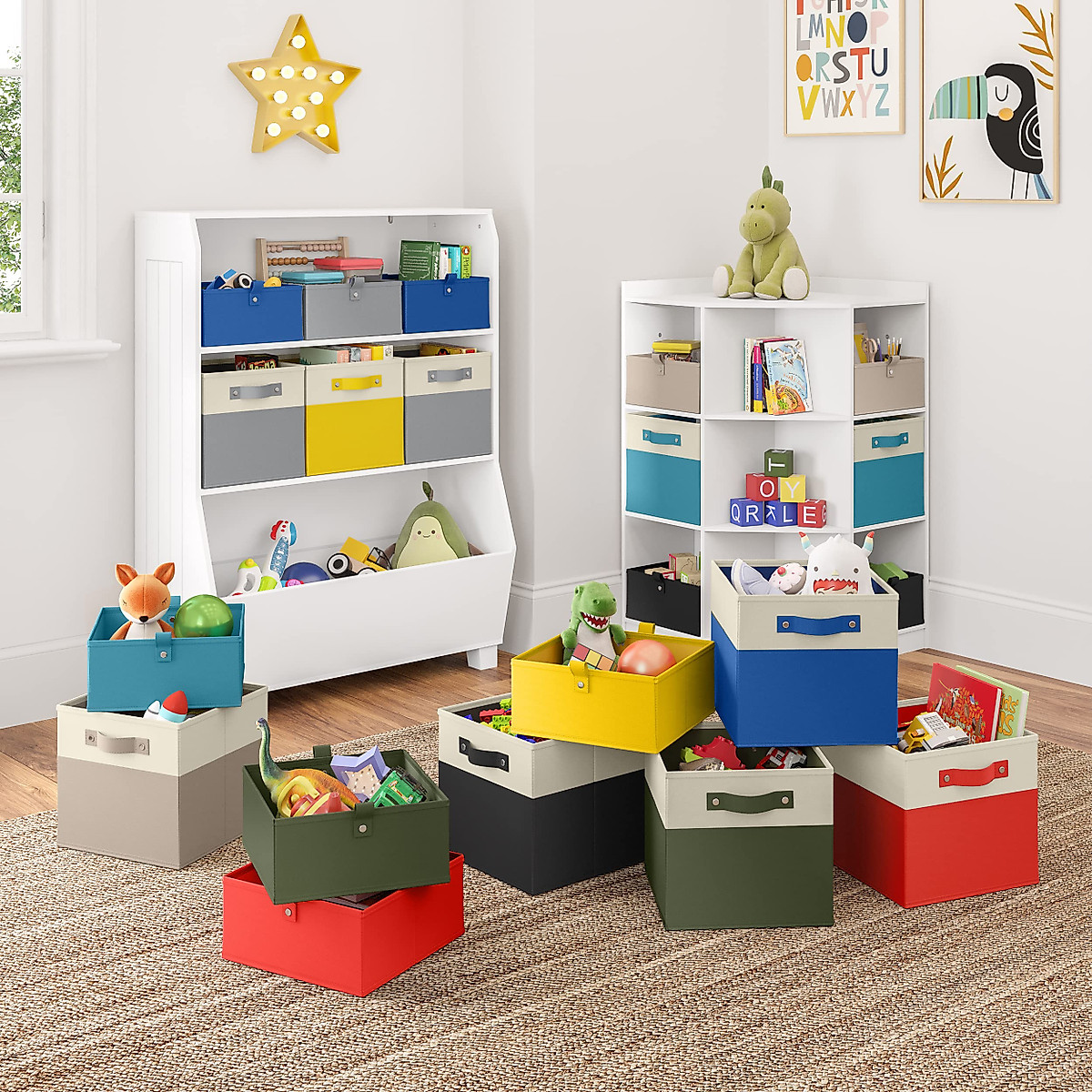 RiverRidge Kids 6pc 10.5in W x 5in H Storage Set-Black Folding Bins