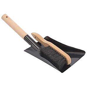 Aboniris Coal Shovel and Hearth Brush Set Made of Natural Wood and Coco Bristles, Hearth Tidy Set, Fireplace Shovel and Brush, Fireplace Tool Set, Metal Brush Pan Set, Fireplace Tools, Firepit Tools