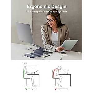 JSAUX Laptop Stand for Desk, Aluminum 2 in 1 Computer Riser and Tablet Stand, Ergonomic Notebook Holder Compatible with MacBook Air Pro, iPad Air Pro, Dell XPS, HP, Lenovo, More 10-15.6” Devices