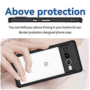 DFTCVBN Phone Case for Pixel 7 Pro Case, Google 7 Pro GP4BC Case with HD Screen Protector, Soft Bumper with Clear Crystal PC Hard Back Shockproof Cover Cases for Google Pixel 7 Pro Black