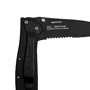 Kershaw Leek Black Serrated EDC Pocketknife, 3" Sandvik 14C28N Steel Blade, Assisted Opening Folding Knife