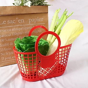 generic Plastic Storage Basket with Handle, Plastic Shopping Baskets Kitchen Fruit Vegetable Storage Basket Portable Shower Bath Baskets(red), AM15SD0EQ90US