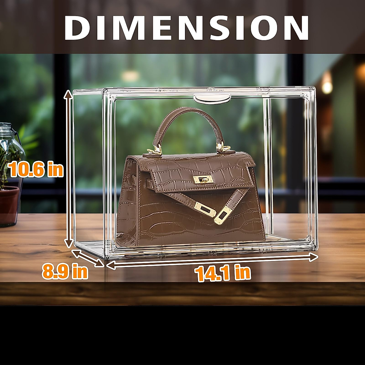 DAYOOH Acrylic Shoe Boxes Clear Stackable Sneaker Storage for Sneakerheads Display Case Shoe Storage Boxes with Magnetic Door Handbag Storage Shoe Organizer, 1 Pack Size 14